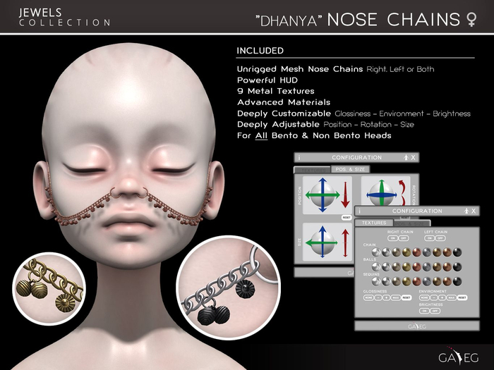 Second Life Marketplace - [GA.EG] Jewels - Dhanya Nose Chains