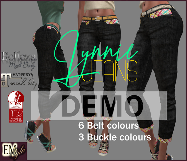 Second Life Marketplace - EMS - LYNNIE JEANS - BLACK -DEMO-