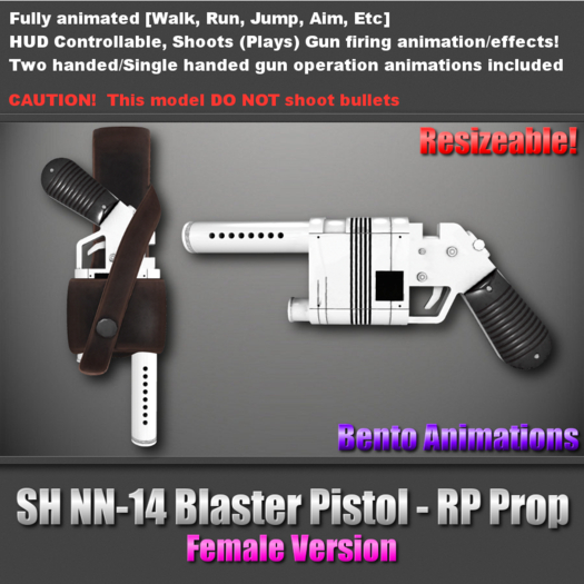 Second Life Marketplace - SH RP Prop Gun - NN-14 Blaster Pistol (Female ...