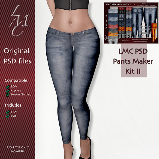 Second Life Marketplace - LMC PSD FILES - Pants Maker Kit II - BOM