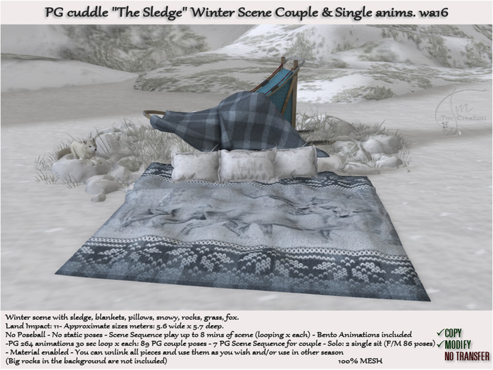 Second Life Marketplace - Winter snowy scene The Sledge 264 PG anims. wa16
