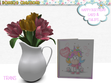 Second Life Marketplace - BMC842 - HAPPY BIRTHDAY CARD & TULIPS ...
