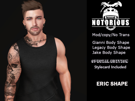 Second Life Marketplace - -NOTORIOUS - ERIC SHAPE LELUTKA SKYLER HEAD ...