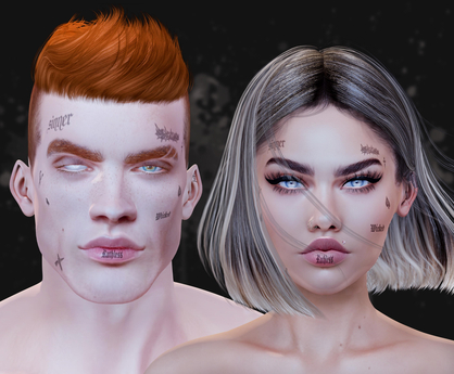Second Life Marketplace - Sampled - Ruthless Face Tattoo (Unisex ...