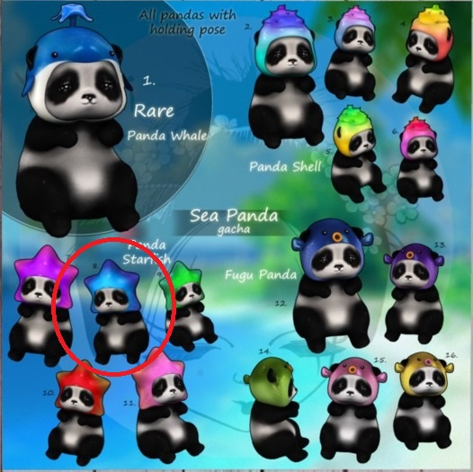 Second Life Marketplace - 8.Yokai - Sea Panda - Panda Starfish (blue)