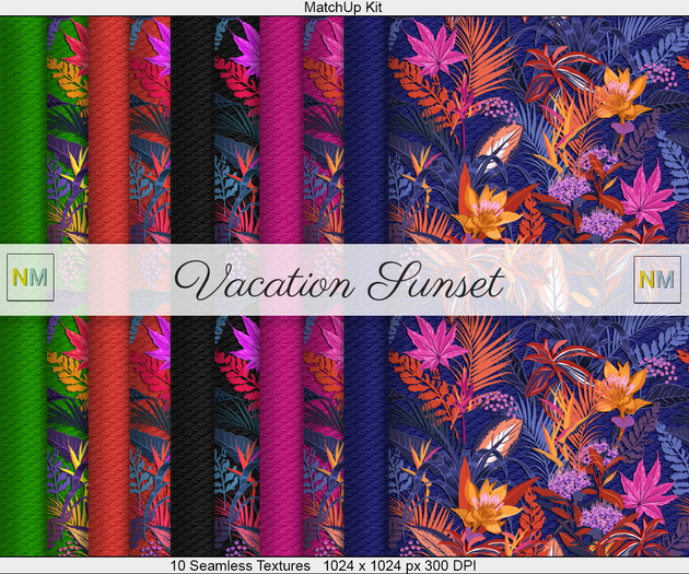 Second Life Marketplace - Vacation Sunset Matchup Kit 10 Seamless ...