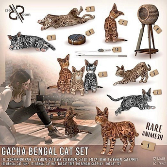 Second Life Marketplace - [Rezz Room] Box Bengal Cat GACHA FULL SET
