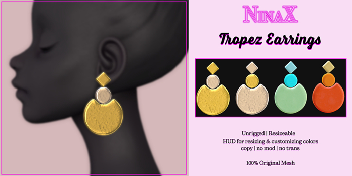 Second Life Marketplace - NinaX: Tropez Mesh Earrings