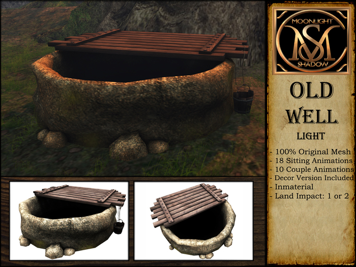 Second Life Marketplace - "Moon_Sha" Old Well - Light (Boxed)