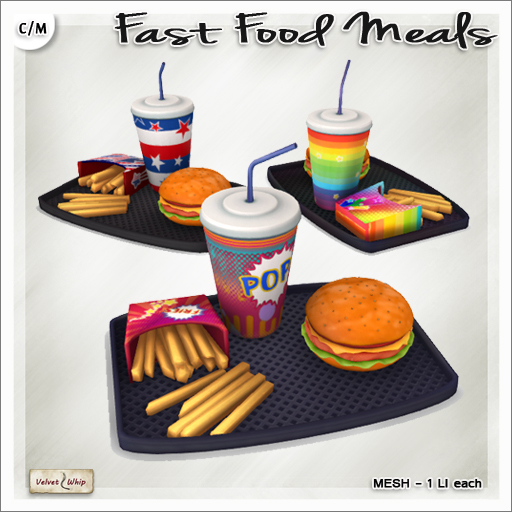 Second Life Marketplace - [V/W] Fast Food Meals - 3 Hamburger, fries ...