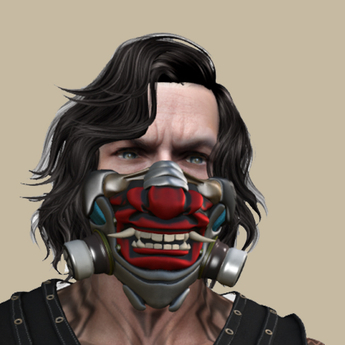Second Life Marketplace - SW - Cyberpunk Half-Face Mask Oni DEMO (Box)