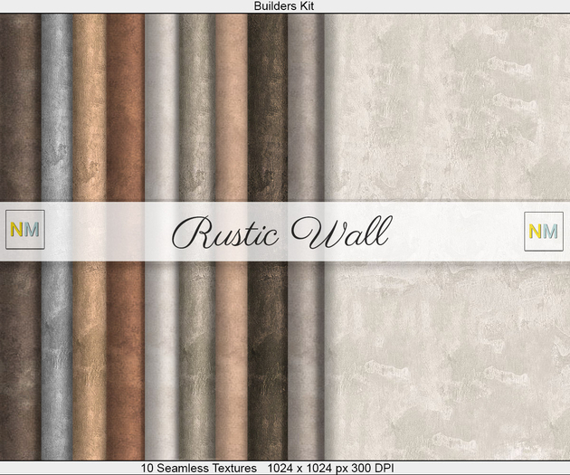 Second Life Marketplace - Rustic Wall Builders Kit 10 Seamless Textures NM