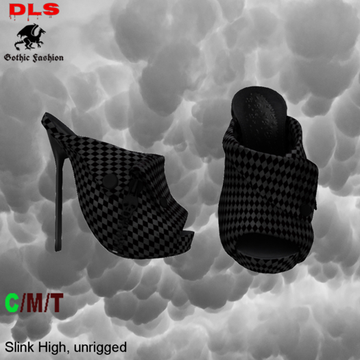 Second Life Marketplace - Skull Mules high black damask caro boxed