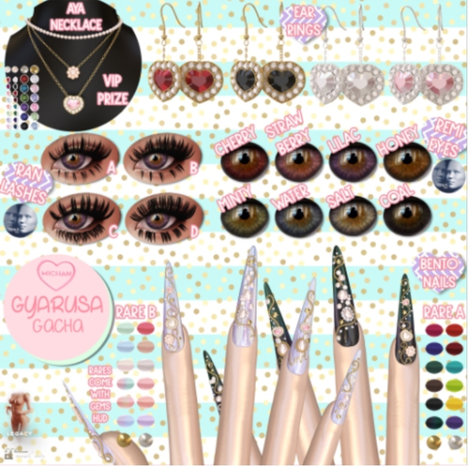 Second Life Marketplace - MICHAN - Gyarusa Gacha - Miyu Earrings [gold/red]