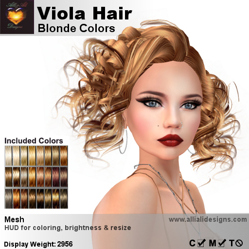 Second Life Marketplace - A&A Viola Hair Blonde Colors V2, Flashy Updo
