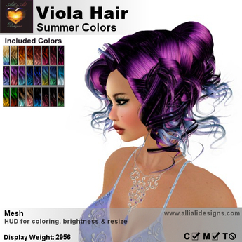 Second Life Marketplace - A&A Viola Hair Summer Colors V2, Flashy Updo
