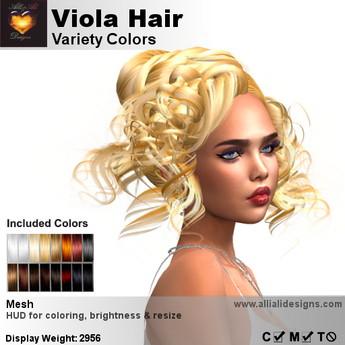 Second Life Marketplace - A&A Viola Hair Variety Colors V2, Flashy Updo