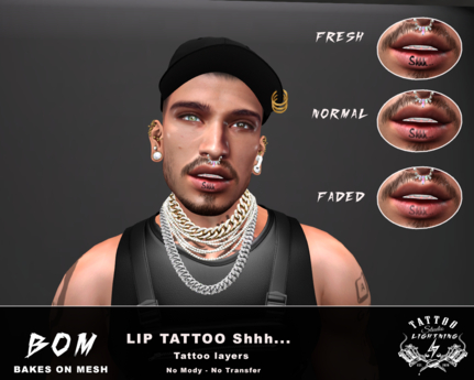 Second Life Marketplace - LIGHTNING. Lip Tattoo shhh...