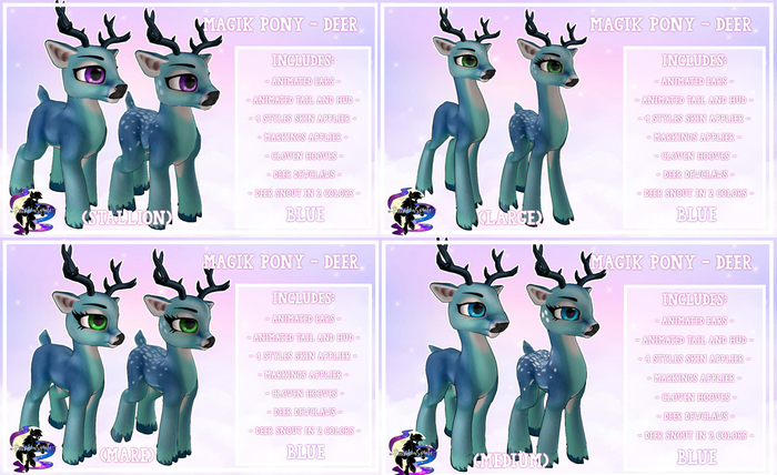 Second Life Marketplace - Magik Pony - Blue Deer (Fatpack)