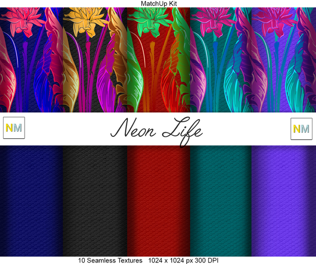 Second Life Marketplace - Neon Life Matchup Kit 10 Seamless Textures NM