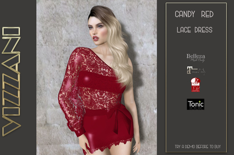 Second Life Marketplace - CANDY LACE DRESS RED - VIZZANI DESIGNS