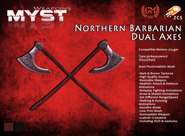 Second Life Marketplace - Northern Barbarian Dual Axe' ** MYST WEAPONS