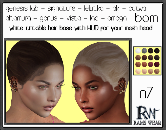 Second Life Marketplace - RWBHN7-Rams Wear-hair base applier N7 FEMALE