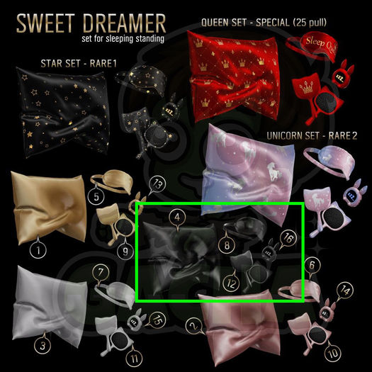 Second Life Marketplace - ~MR~Sweet Dreamer ~ Black Set - (4, 8, 12, 16 ...