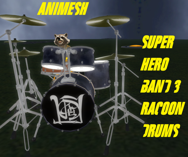 Second Life Marketplace - super hero band 3 drummer racoon