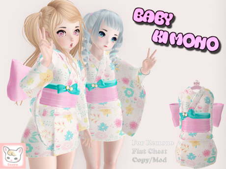 Second Life Marketplace - Kemono Clothes , fuayu Baby Kimono Flower march