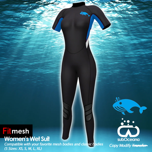 Second Life Marketplace Whale Fitmesh Womens Wetsuit