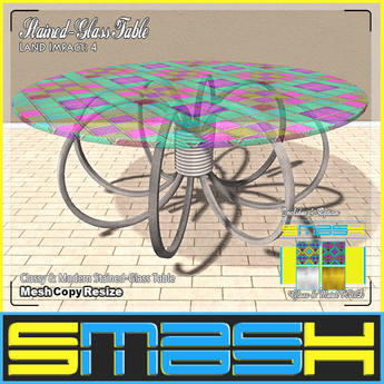 Second Life Marketplace - SMASH - Stained-Glass-Table