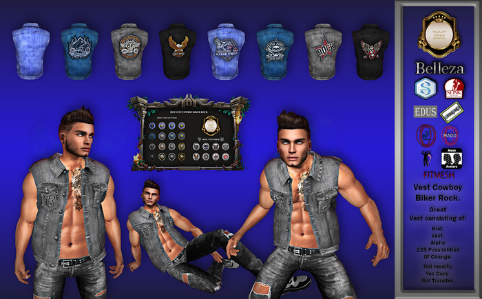 Second Life Marketplace - Vest Cowboy Biker Rock