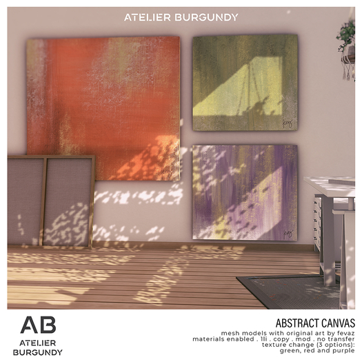Second Life Marketplace - Atelier Burgundy . Abstract Canvas