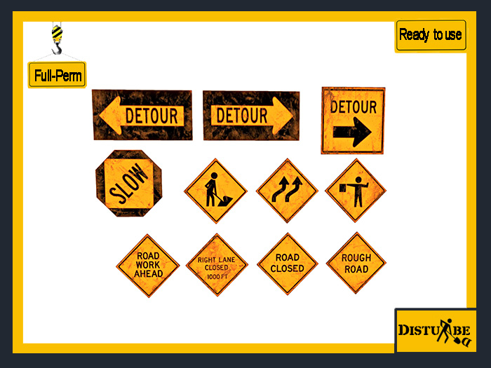 Second Life Marketplace - ::DisturbeD:: Construction Signs - FULL PERM MESH