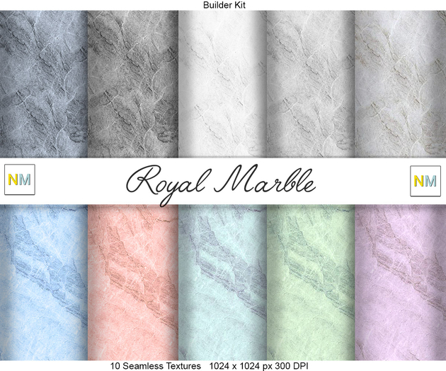 Second Life Marketplace - Royal Marble Builders Kit 10 Seamless Textures NM