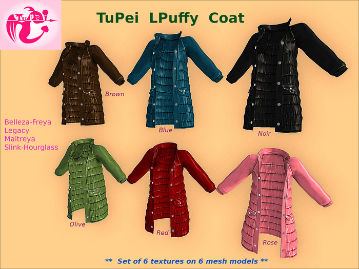 Second Life Marketplace - TuPei LPuffy Coat - Set of 6 for Maitreya