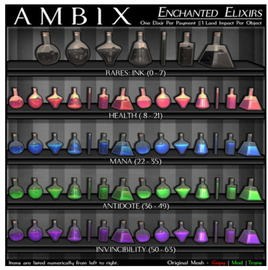 Second Life Marketplace - ::AMBIX:: Enchanted Elixir [04 - INK] RARE