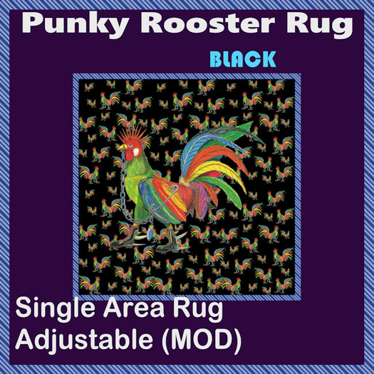 Second Life Marketplace - RUG SQUARE Punky Rooster, Black