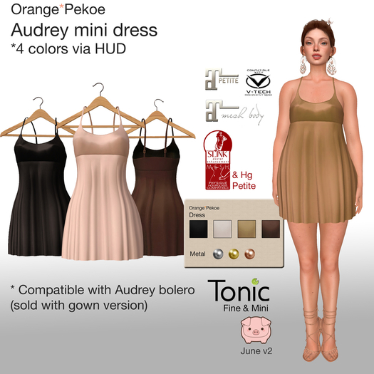 Second Life Marketplace - Orange*Pekoe - Audrey Mini dress - Color pack 3