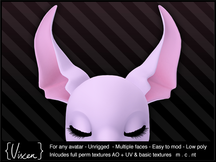 Second Life Marketplace - {Vixen} - Mod Parts - { Ears 16 Demonic }