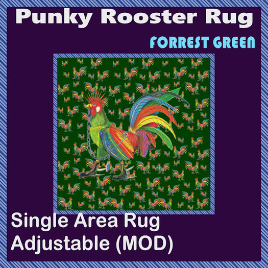 Second Life Marketplace - RUG SQUARE Punky Rooster, Forrest Green
