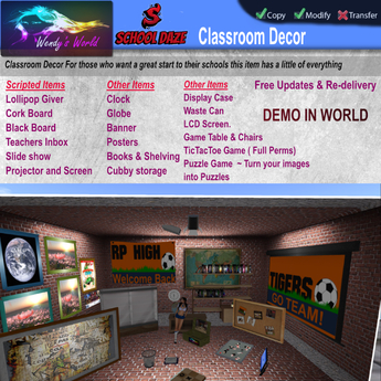 Second Life Marketplace - @WW SD Classroom Decor