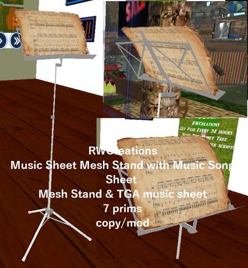 Second Life Marketplace - Music Sheet Mesh Stand with Music Song Sheet ...