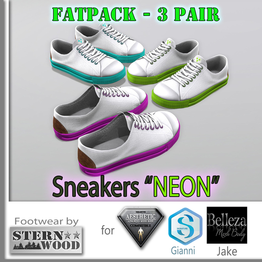 Second Life Marketplace - Sneakers low - NEON - 3 Pair