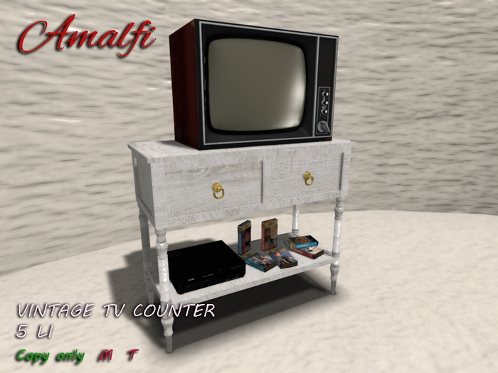 Second Life Marketplace - AMALFI HOTEL LOBBY - VINTAGE TV COUNTER