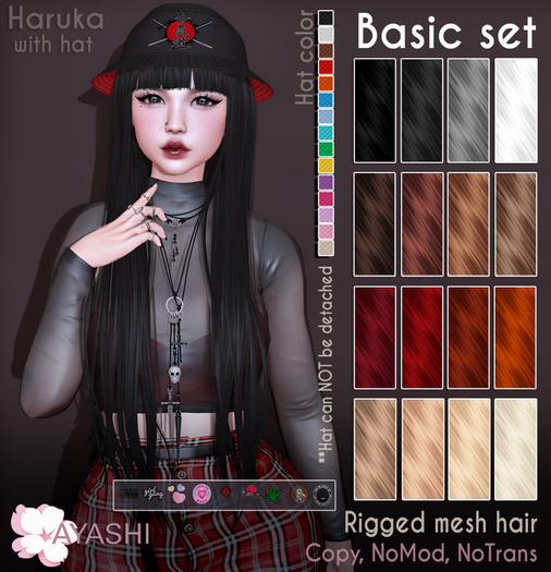 Second Life Marketplace - [^.^Ayashi^.^] Haruka hair with hat-Basic set