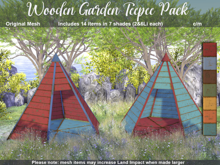 Second Life Marketplace - LOVE - WOODEN GARDEN TEEPEE PACK - DARK