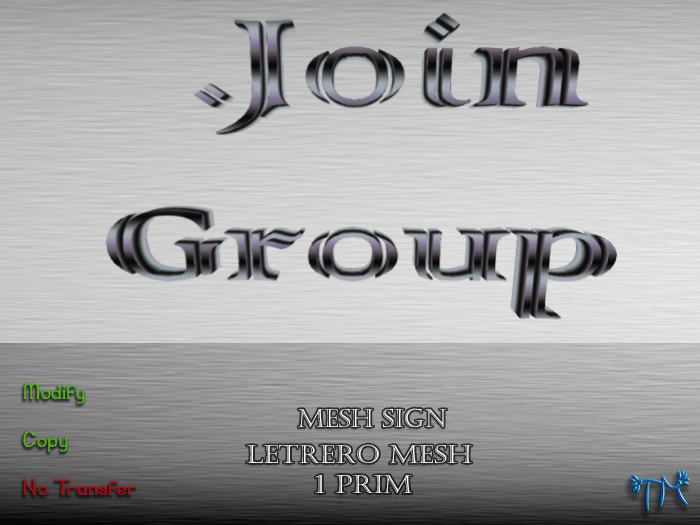 Second Life Marketplace - SIGN MESH "JOIN GROUP" 1 prim