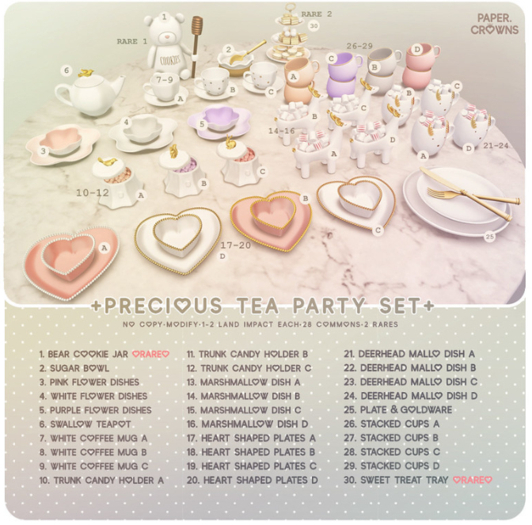 Second Life Marketplace - 18. pc - precious tea party - heart shaped ...